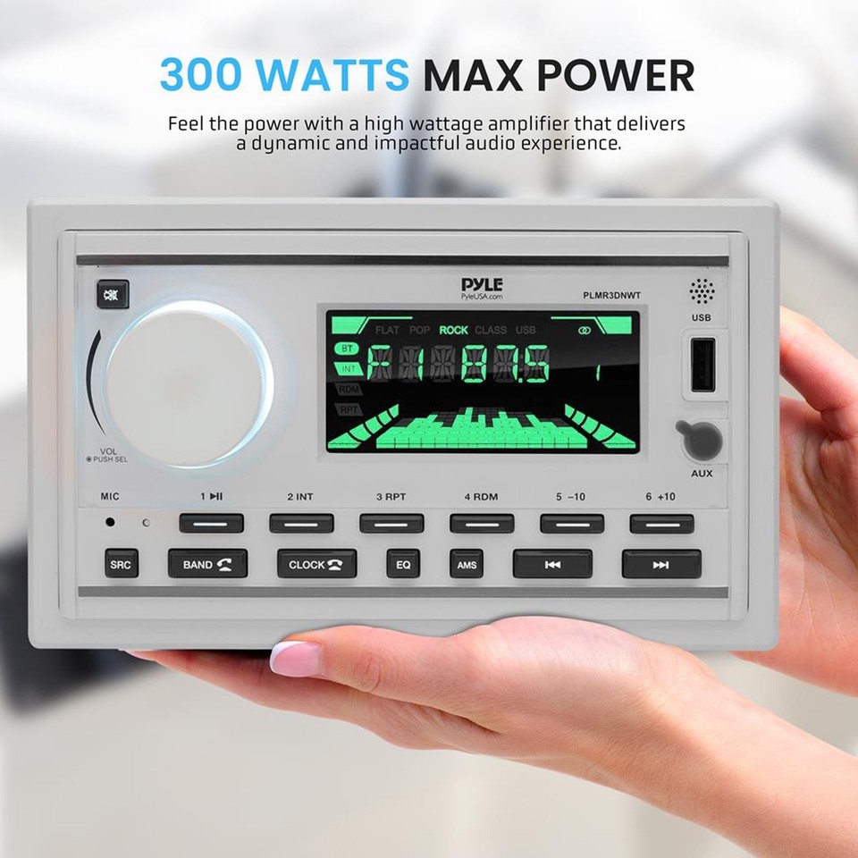 Pyle Marine Bluetooth Receiver, 6x 6.5'' 150W White Speakers, Amp w/Kit ...