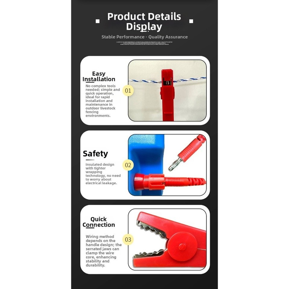 Electric Fence Charger Wire with Battery Clips for Farm and Yard Fence ...