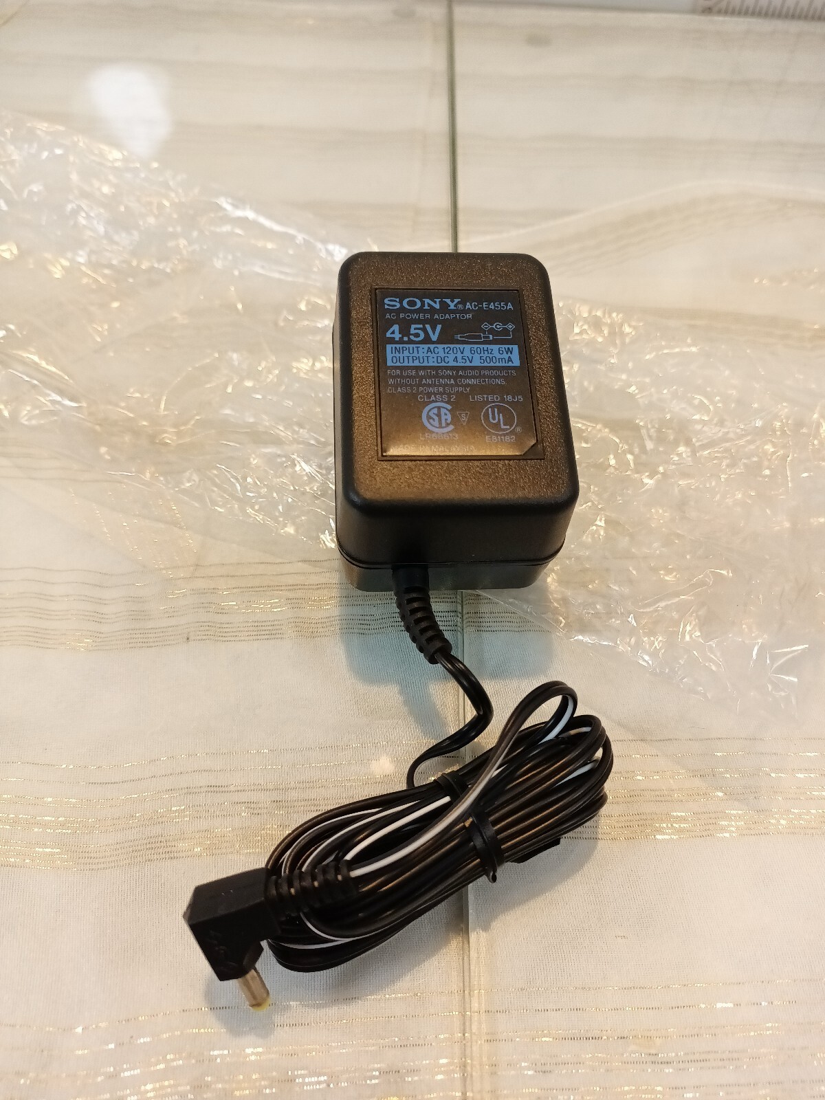 Sony Radio 120 VAC to 4.5 VDC Adapter NOS AC-E455A Walkman Discman for ...