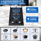 30cm Gas Cooktop Black Tempered Glass 2 Burners Built-in Hob NG/LPG ...
