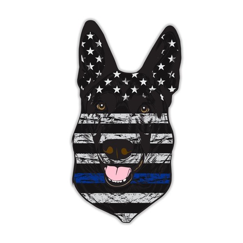 K9 Police Dog Thin Blue Line German Shepard Sticker K-9 Head Law ...