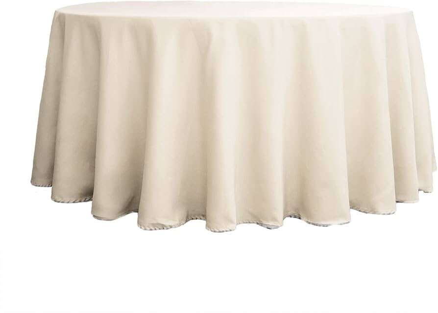 Cream Tablecloth Round 120 Inch Diameter Polyester Dining | eBay