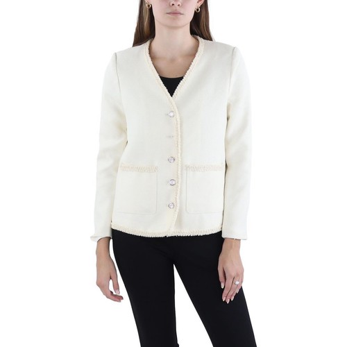 PLM Womens Ivory Suit Separate Office Collarless Blazer Jacket XS BHFO ...