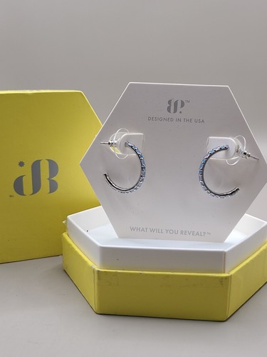 Bomb Party The Hope Hoop Earring Lab Blue Chalcedony Rhodium Plate ...