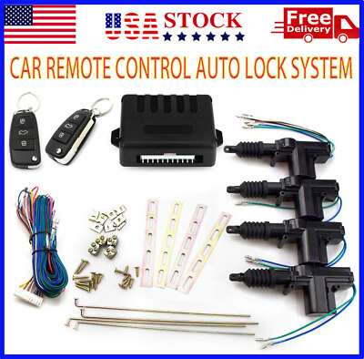 Car Power Central Lock Kit with 2 Keyless Entry for 2,3,4 Door Vehicles ...