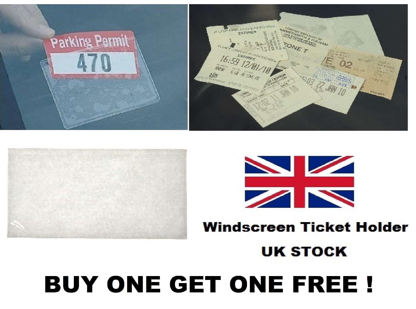 Self Adhesive Backed Windscreen Ticket Holder for Parking Permit Badge ...