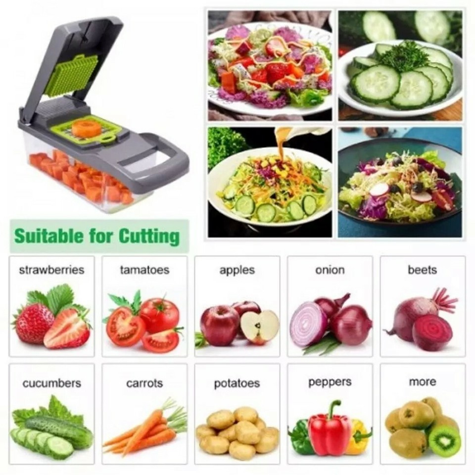 15-In-1 Vegetable Fruit Chopper Cutter Food Onion Veggie Dicer Slicer ...