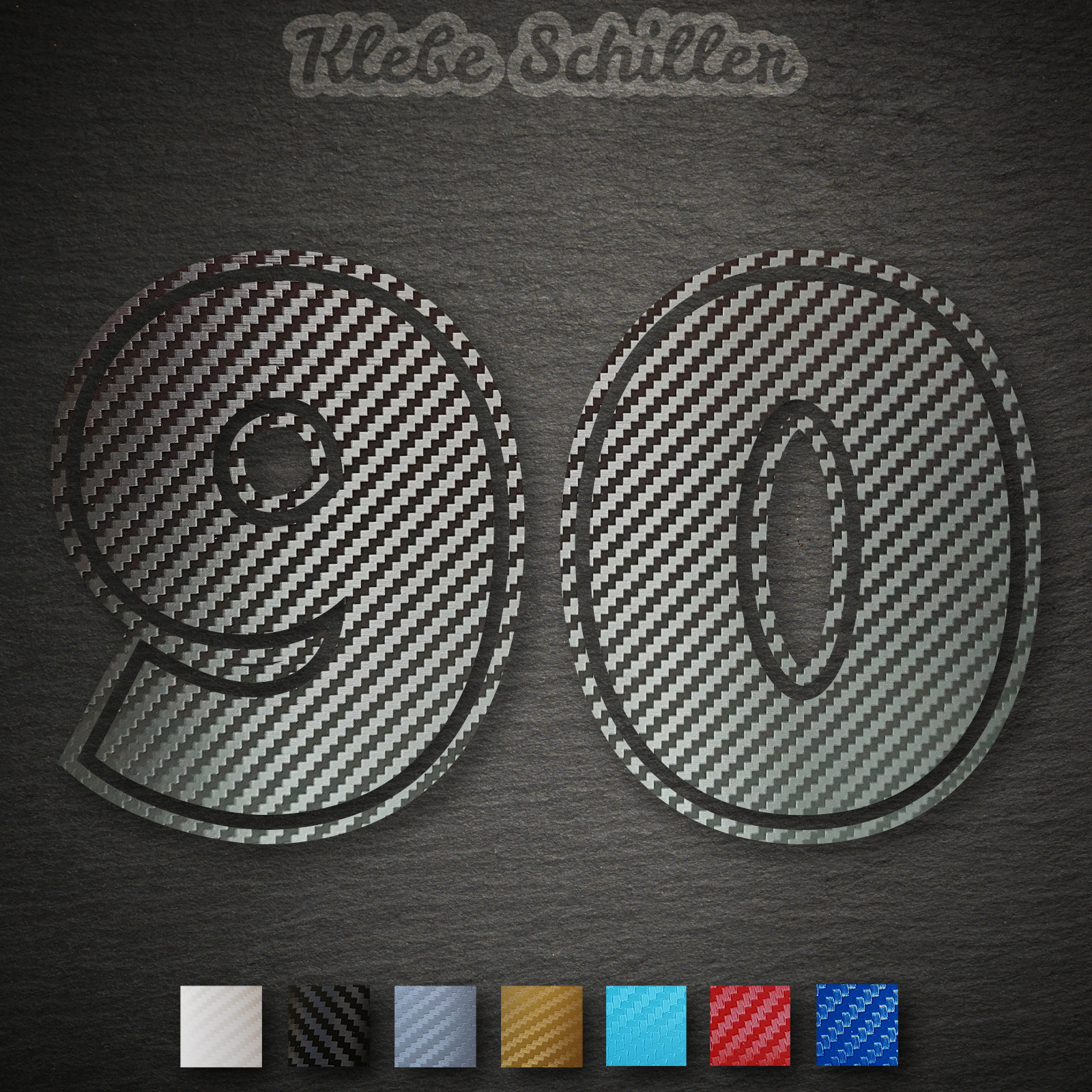 15029 Zweistellige Startnummer Aufkleber 90mm hoch CARBON Auto ...