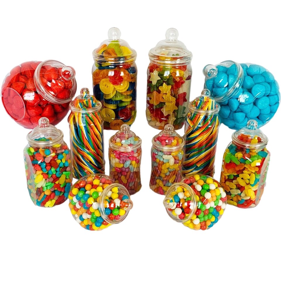 Plastic Sweet Storage Jars Victorian Style 12 Food Grade DIY Candy ...