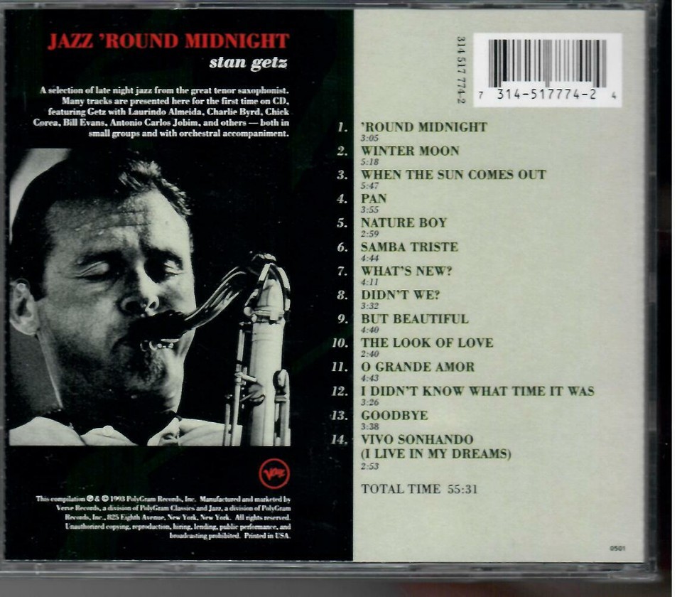 STAN GETZ - Jazz 'round Midnight (CD) 731451777424| eBay