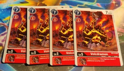 x4 Playset Digimon VOLCDRAMON BT4-015 Red Common TCG | eBay