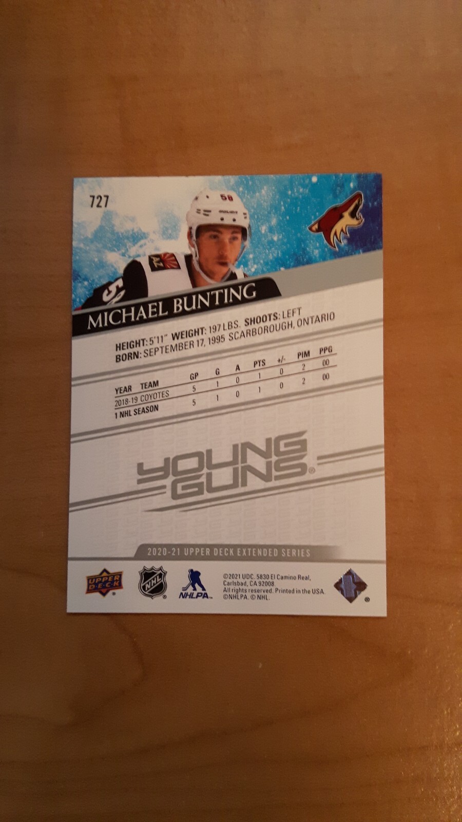 2020-21 Upper Deck Young guns 727 Michael Bunting RC | eBay