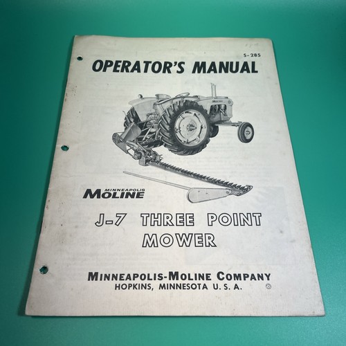 Minneapolis Moline J-7 Three-Point Tractor Sickle Mower Operators ...