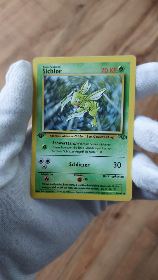 Scyther 1st Edition - 26/64 Pokemom Jungle Set 1999 - Non Holo - German ...