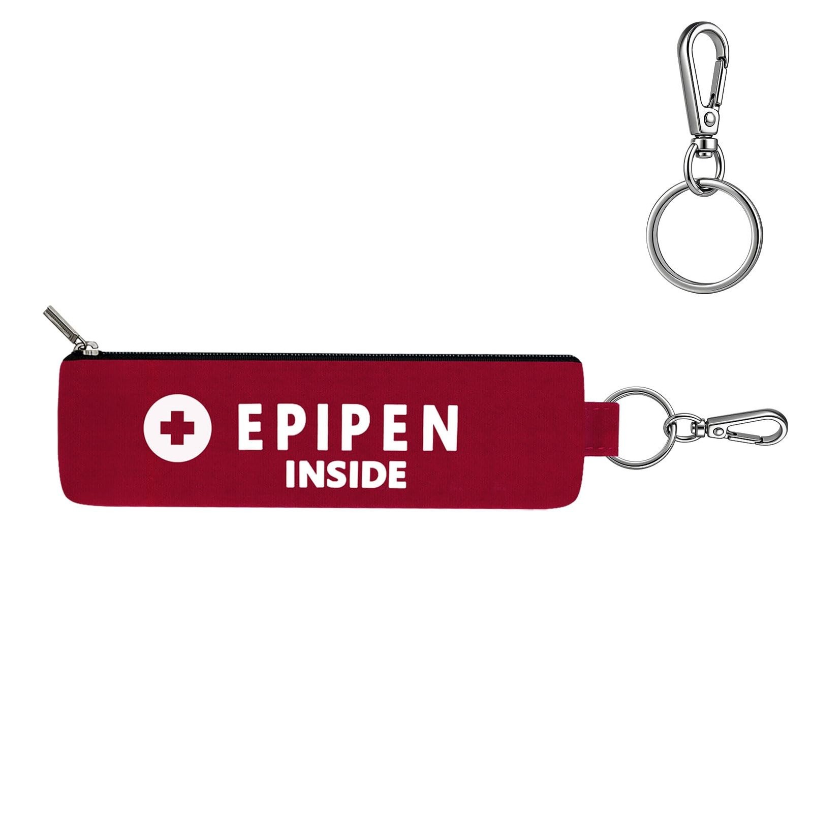 1 Pack EpiPen Carry Case,Red Epipen Holder Bag with Carabiner-for 1 ...