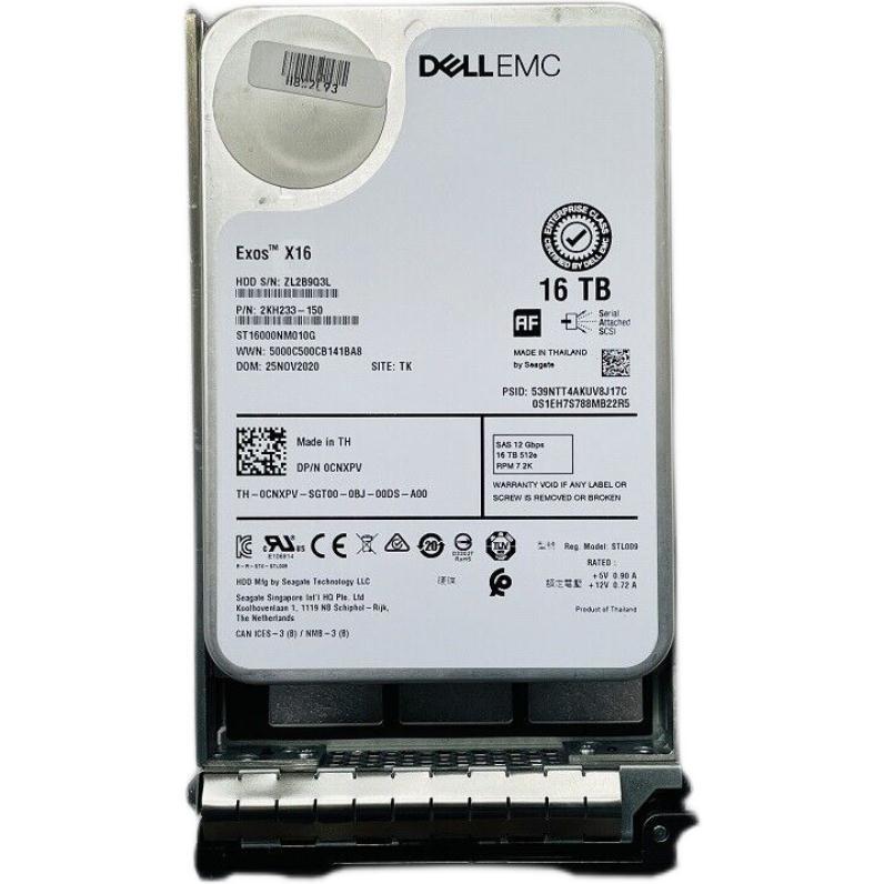Dell CNXPV 0CNXPV 16TB 7.2K NL SAS 3.5" 12Gbps Hard Drive ST16000NM010G ...