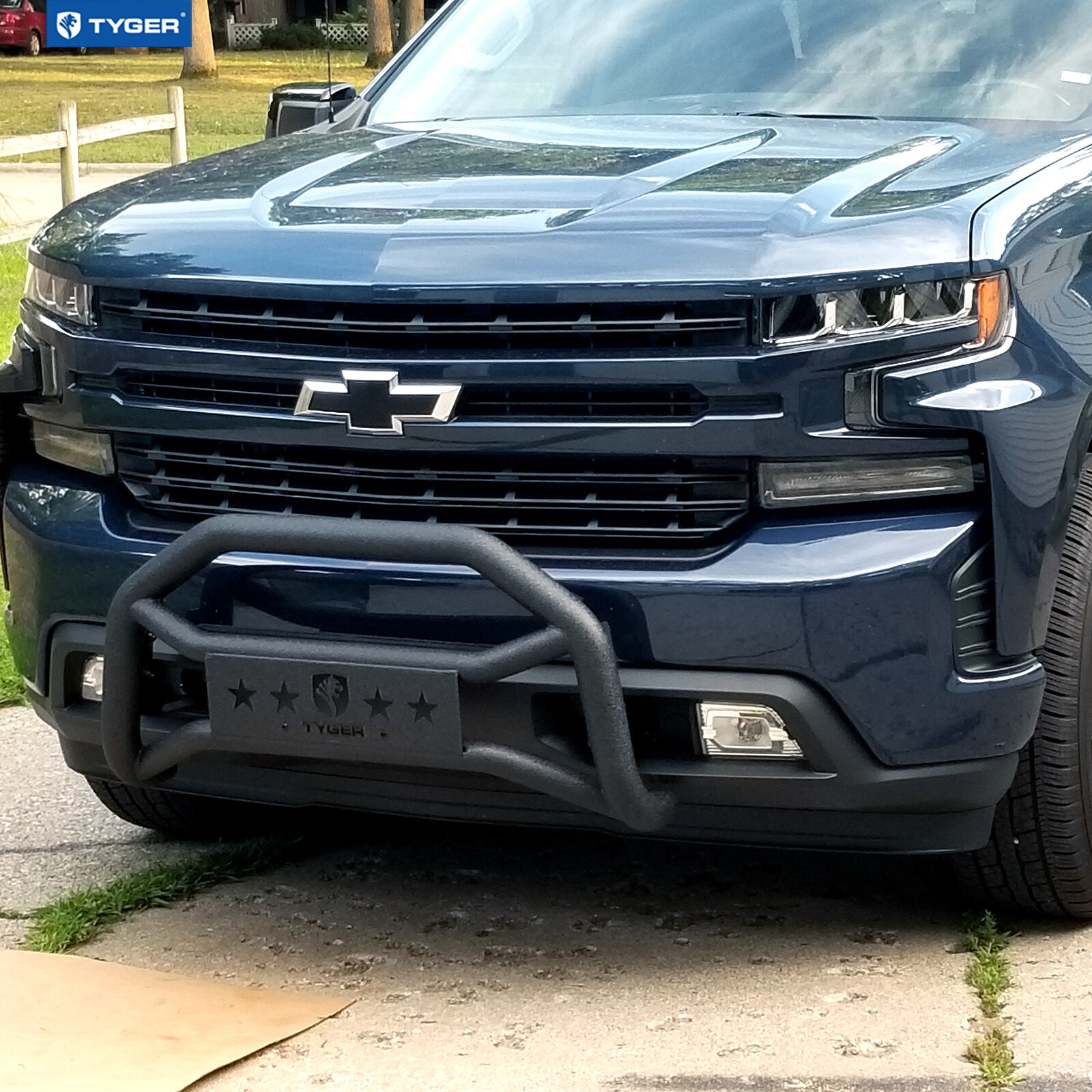 TYGER For 2019-2023 Chevy Silverado 1500 Textured Black Bull Bar Bumper ...