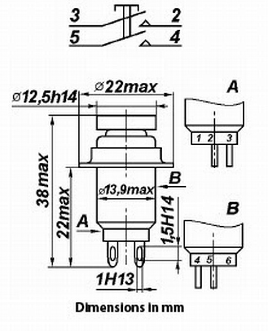 3 x PK2E-2V Soviet Military PALLADIUM PUSH BUTTON SWITCH Audio Guitar ...