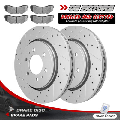 for Dodge Ram 1500 Front Drilled Rotors + Brake Pads | eBay