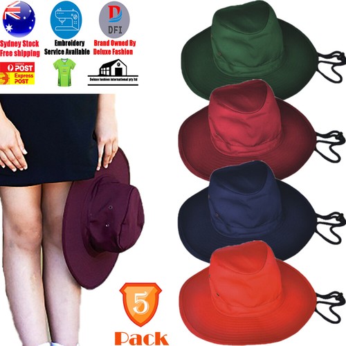 5 PACK KIDS BOYS GIRLS HAT WIDE BRIM SUMMER HAT STRING TOGGLE SUN ...