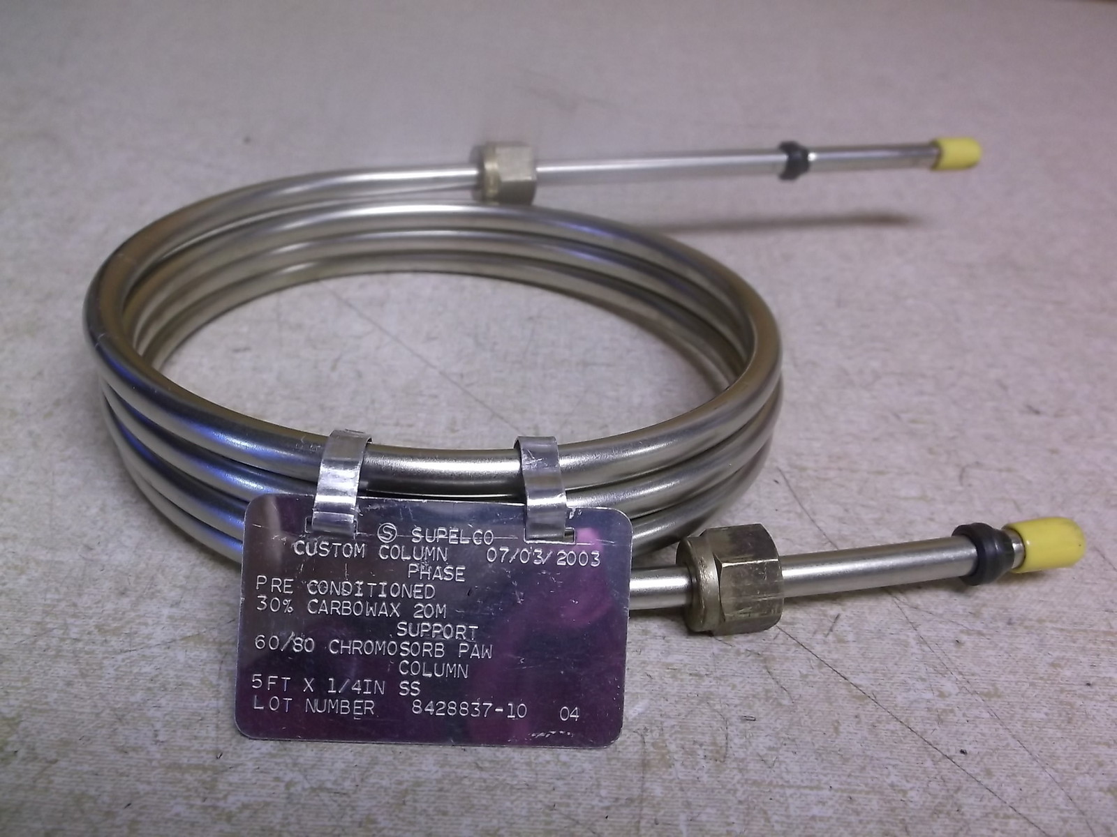 NEW Supel Co 8428837-10 Preconditioned Chromosorb Paw Column Coil 5' x ...