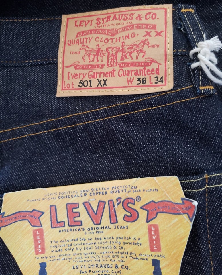 HAND-DRAWN LEVI'S VINTAGE CLOTHING 1955 501 xx LVC Selvedge Men's Jeans ...