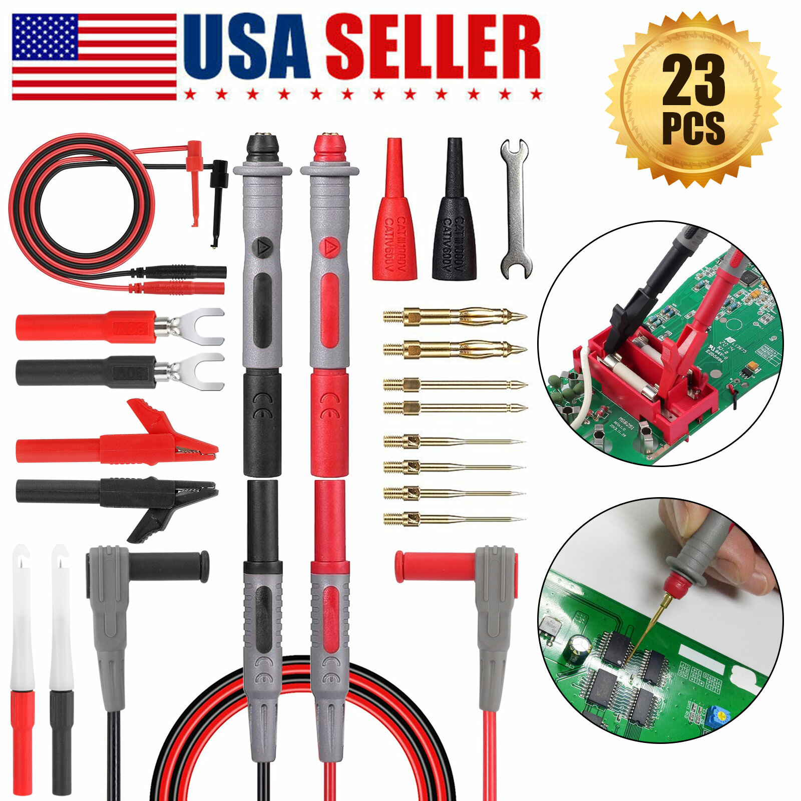 23 in 1 Multimeter Test Lead Kit for Meter Electrical Alligator Clip ...