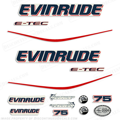 Fits Evinrude 75hp E-Tec Outboard Decals - 2010 Stickers | eBay