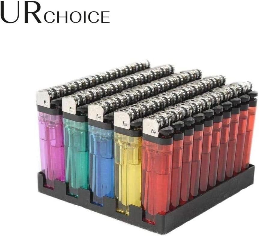50X DISPOSABLE LIGHTERS CHILD SAFETY ADJUSTABLE FLAME ASSORTED COLOURS ...