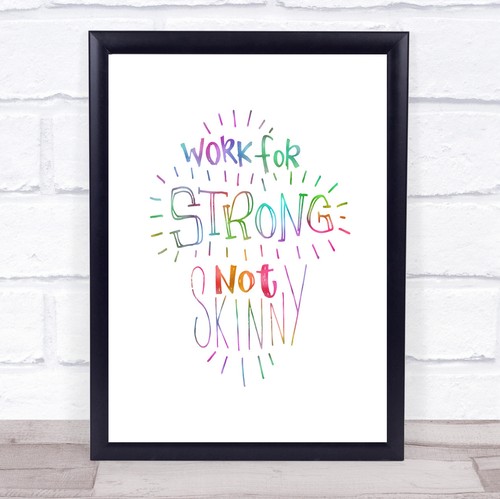 Strong Not Skinny Rainbow Quote Print | eBay UK