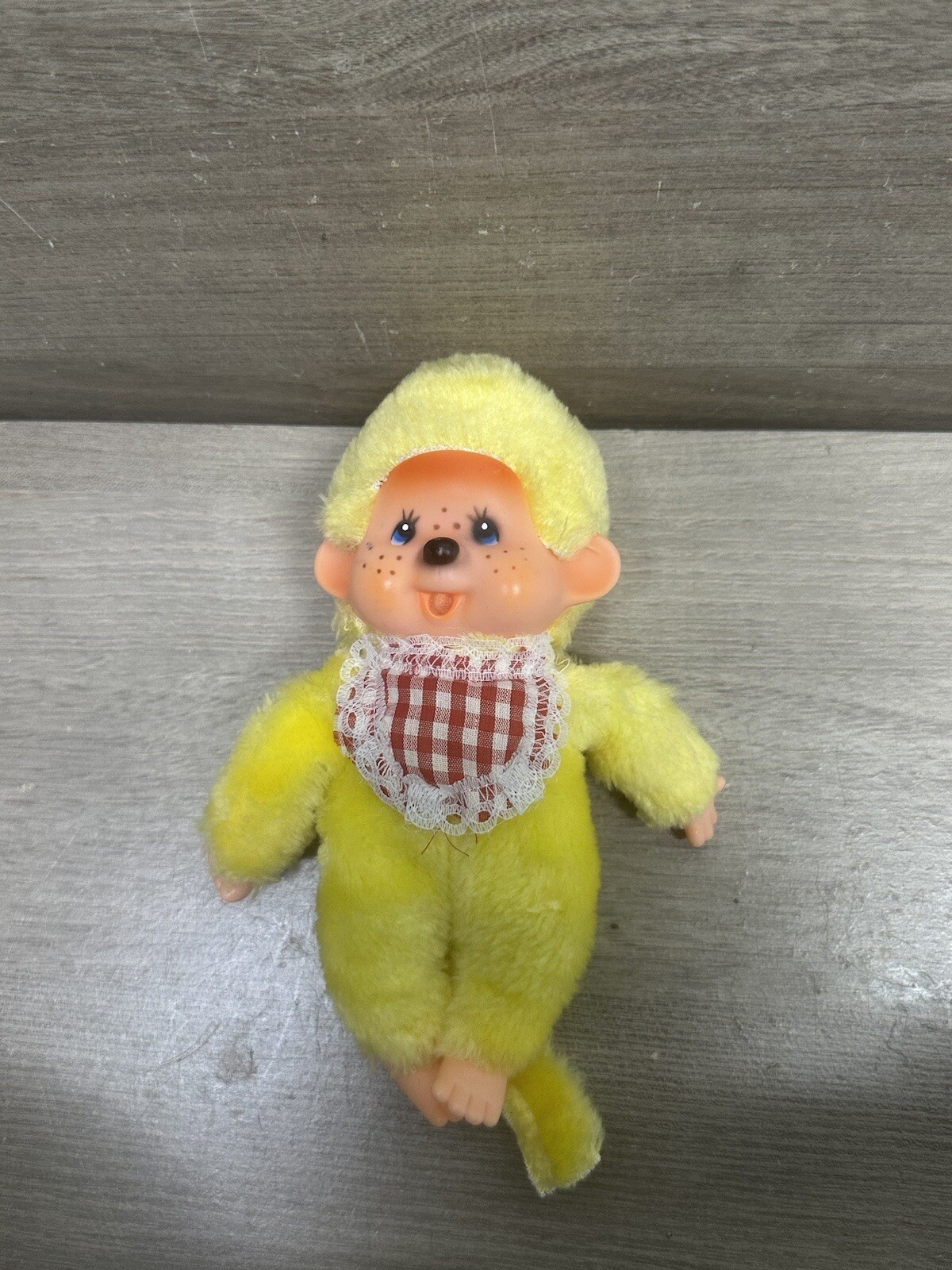 RARE Vintage Dan Brechner Baby Yellow Monchichi Plush plastic face ...