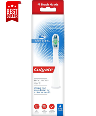 Omron Toothbrush Heads 4x Genuine Colgate Deep Clean White Pack ...