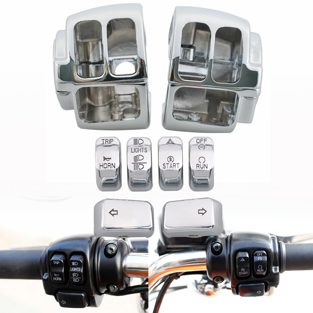 6pcs Chrome Hand Control Switch Button Cap Kit&Housings Cover For ...