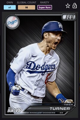 Topps BUNT DIGITAL Black VIP February 2021 TREA TURNER Dodgers Super ...