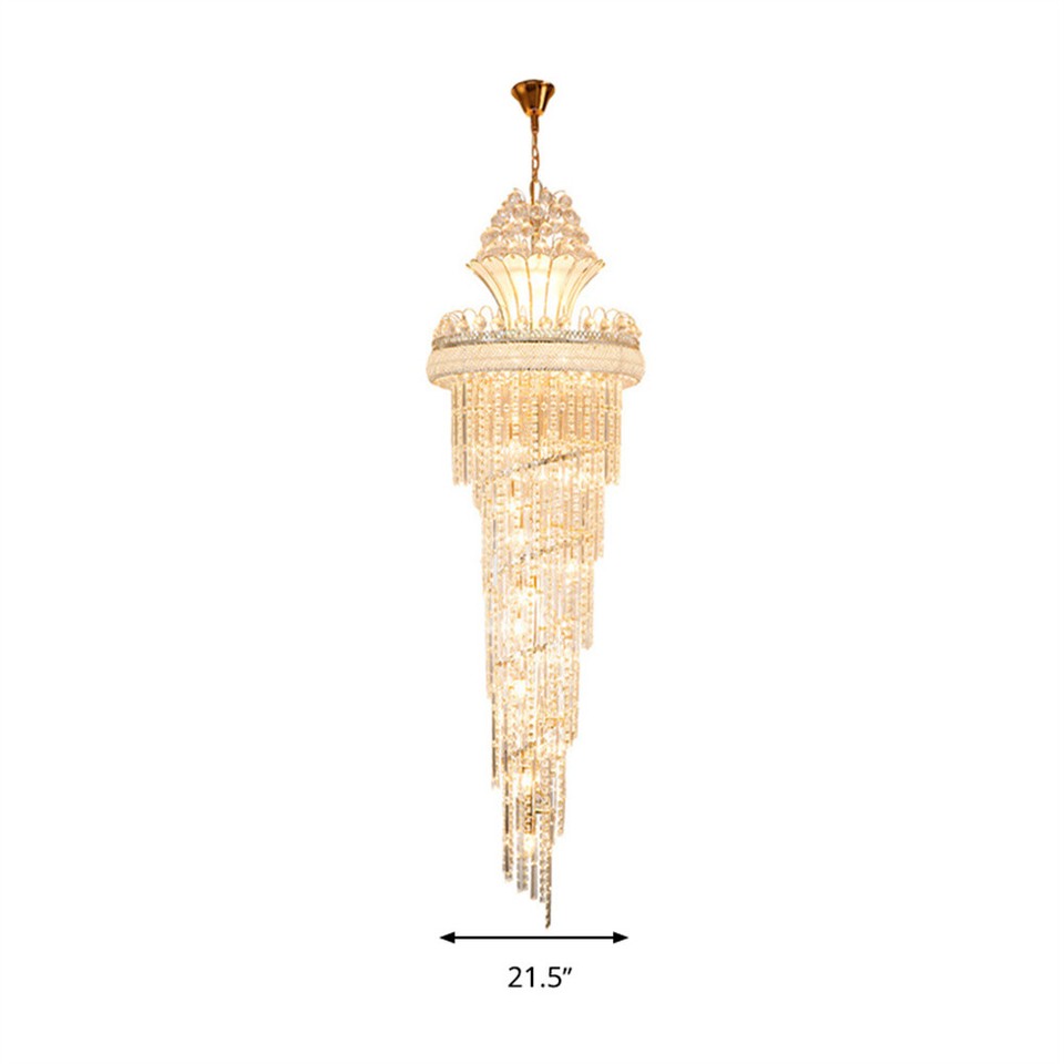 Classic Loft Large Chandelier Luxury Crystal Decor Spiral Stair Ceiling ...
