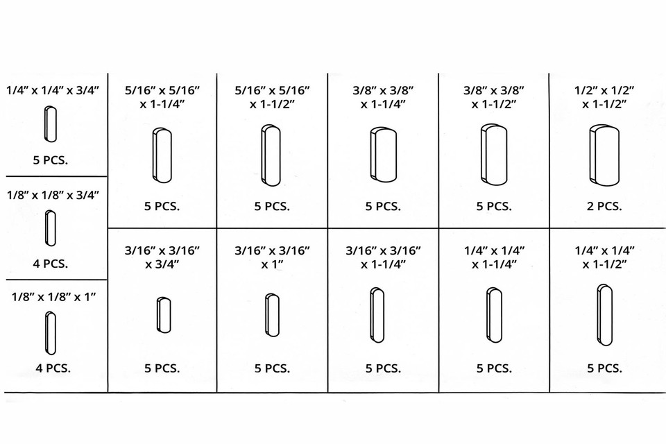 60 pc Keystock Bar Assortment SAE Square Key Stock Keyway Set | eBay