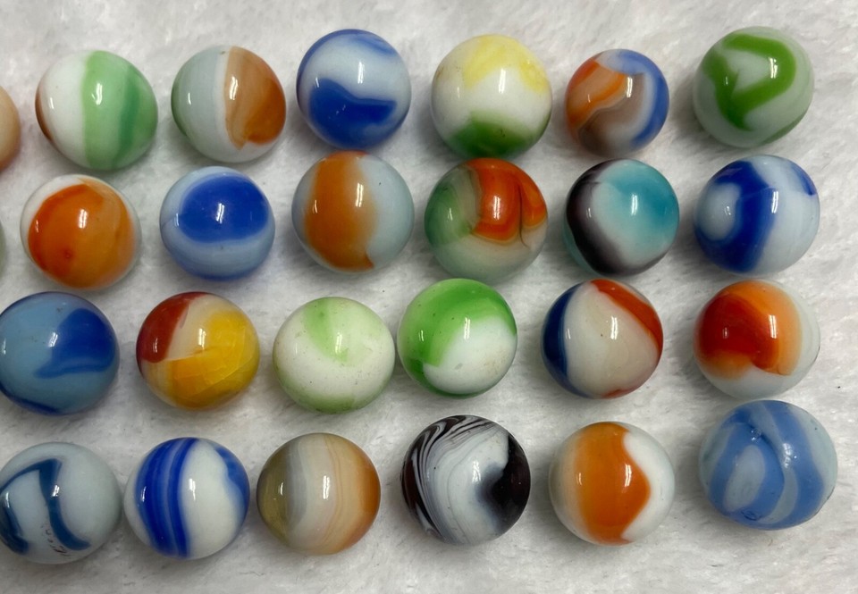 #5 Vintage Lot Of 40 Slag Swirl ? Glass Marbles .62” Range | eBay