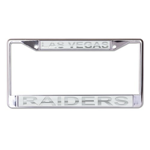 LAS VEGAS RAIDERS FROSTED METAL LICENSE PLATE FRAME QUALITY DOMED ...