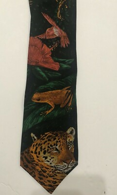Vintage WWF World Wildlife Fund Tie 1991 Silk Made In USA Tiger Frog ...