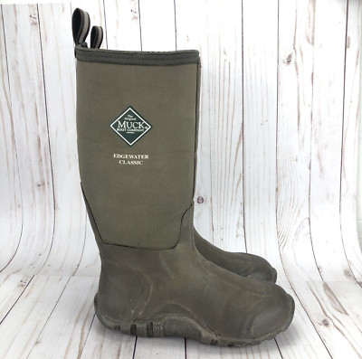 Muck Edgewater Hi Classic Boots Wellington Waterproof Brown Rubber Size ...
