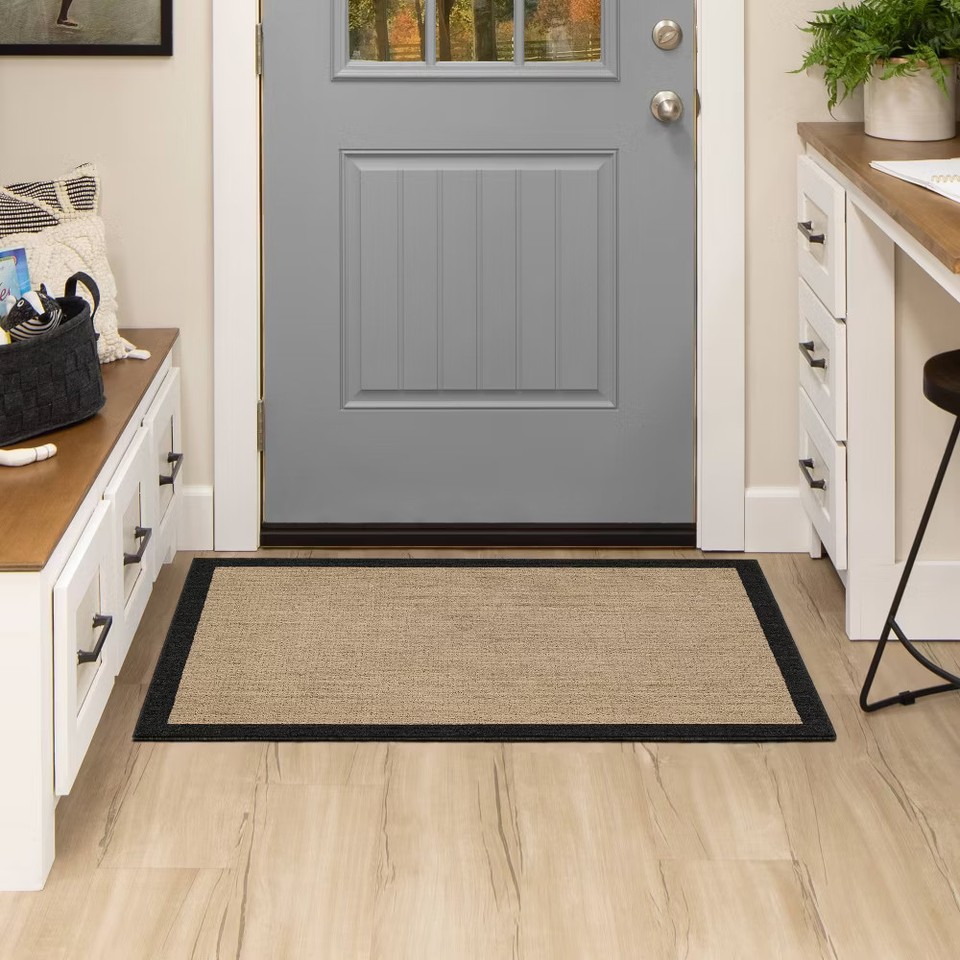 2'6"x3'10" Washable Madison Border Accent Rug Gray - Threshold: Indoor ...