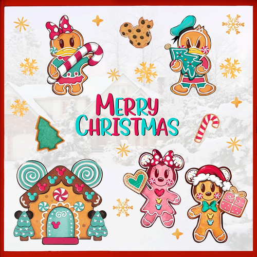 Merry Christmas Gingerbread House Window Clings 9 Sheets, Duck Dog Xmas ...