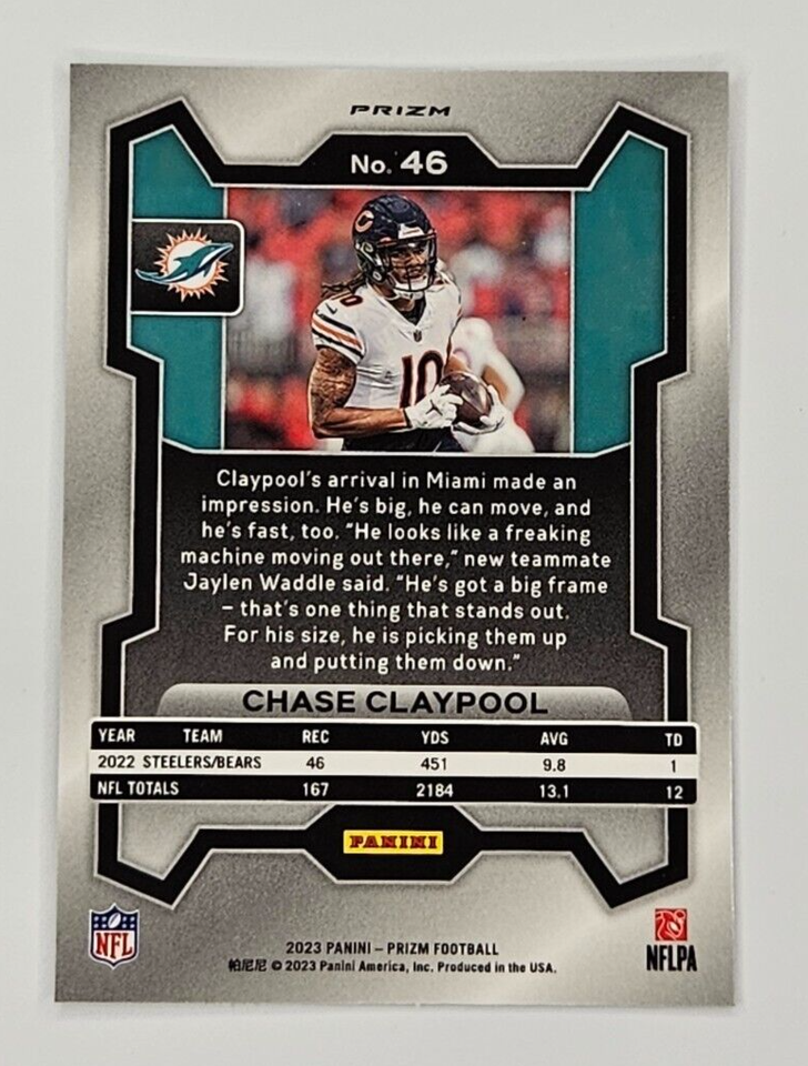 2023 Panini Prizm Football Chase Claypool SILVER Miami Dolphins | eBay