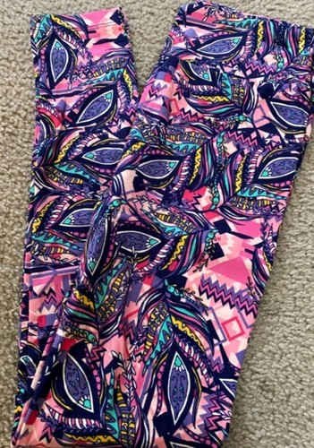 LuLaRoe OS Leggings One Size Pink Medallion Fall Floral Leaves Feathers ...