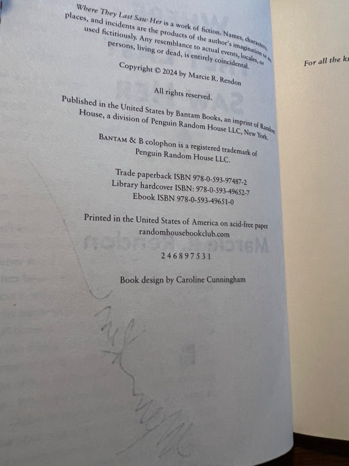 Where They Last Saw Her by Marcie R. Rendon Signed 1st Brand New ...