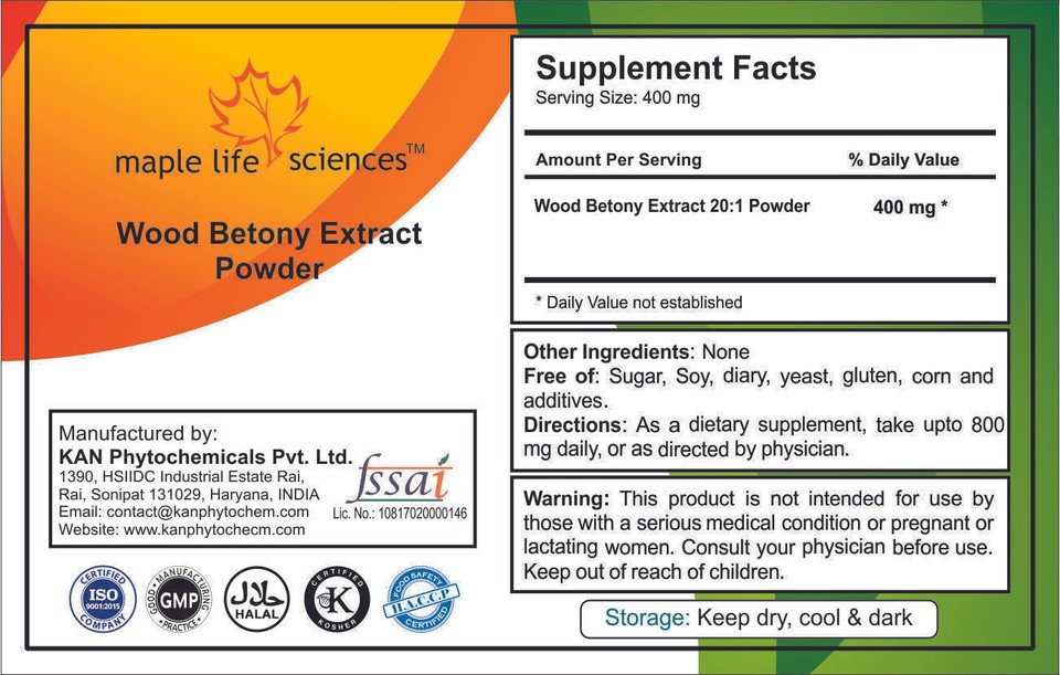 Wood Betony 20:1 Extract Powder Betonica Officinalis Bishop's Wort NO ...