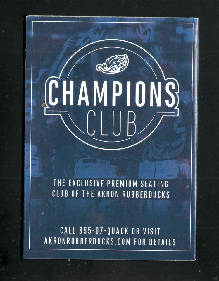 Akron RubberDucks 2022 Pocket Schedule Champions Club Guardians ...