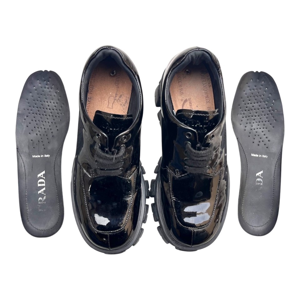 Prada Black Patent Leather Monolith Platform Derby Sneakers | eBay