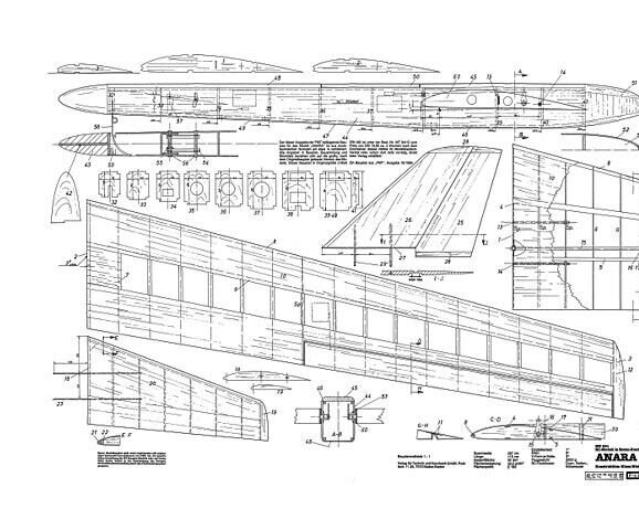 Anara Canard Sailplane Glider 101" RC Model Airplane Printed Plans ...