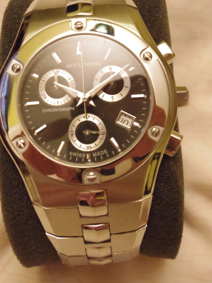 Accutron Unisex Quartz Chronograph Wrist Watch Stainless Steel | eBay